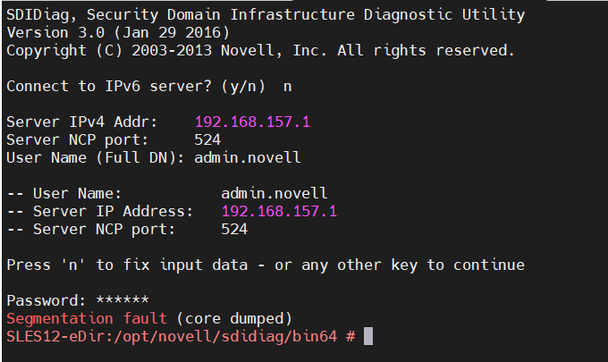 Running sdidiag64 causes utility to segmentation fault (core dump)