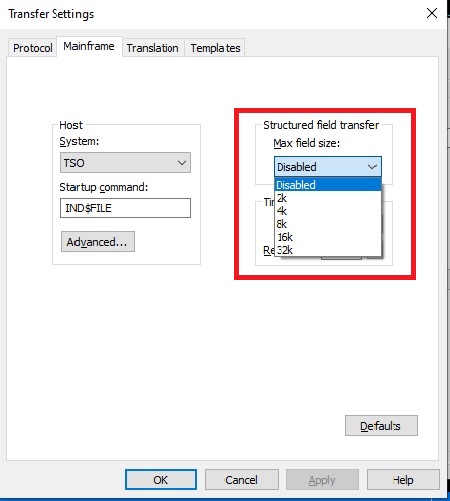 "Transfer failed: ***" error when running Buffered Field IND$FILE transfer in a Reflection ...