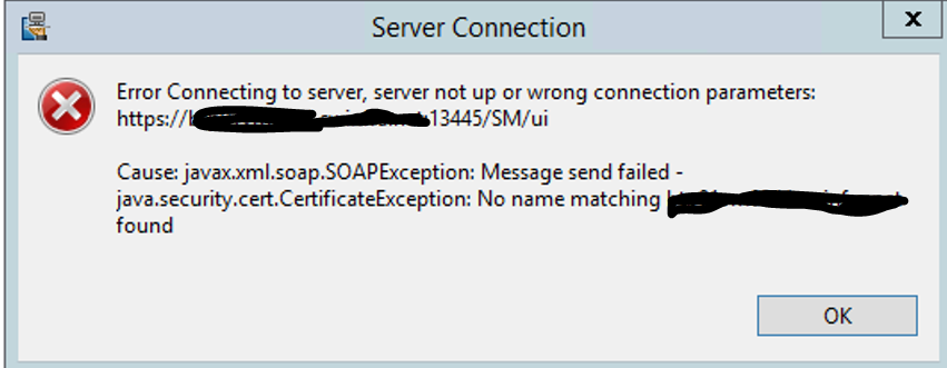 No matching found certificate exception error when login on windows client