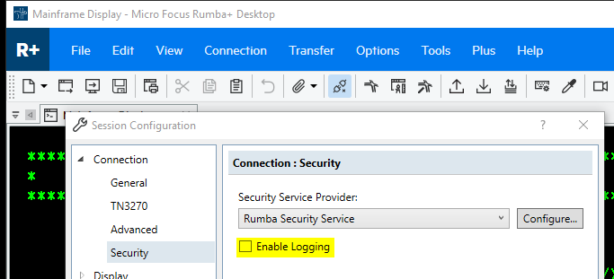 Logging of connections using "Rumba Security Service" or "Reflection ...