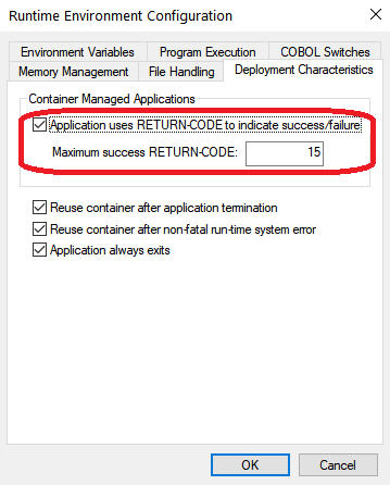 Using RETURN-CODE to indicate failure in a container-managed service