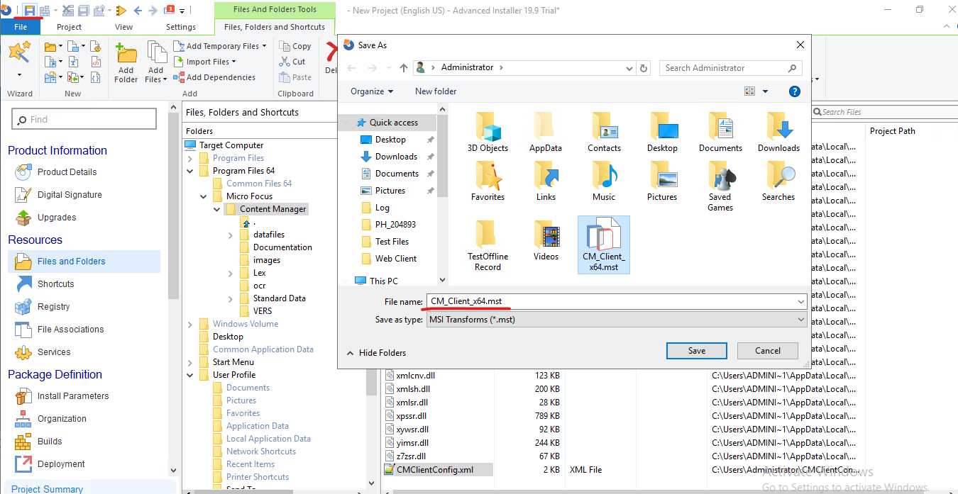 Content Manager - How to deploy CMClientConfig.xml using Advanced Installer