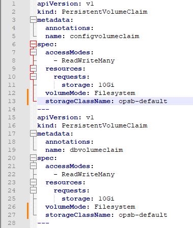 How to modify (PV/PVC) if error with Storage Class name appears