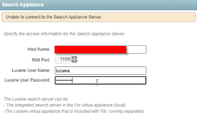 Error: "Unable to connect to the Search Appliance Server" when trying to connect Filr Appliance ...