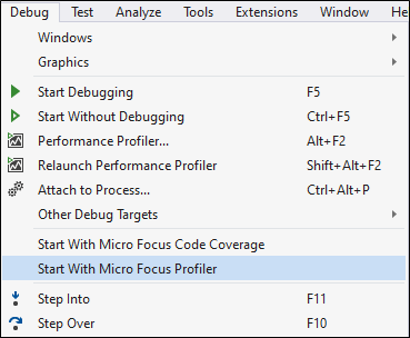 How to use Profiler with Visual COBOL projects in Visual Studio IDE