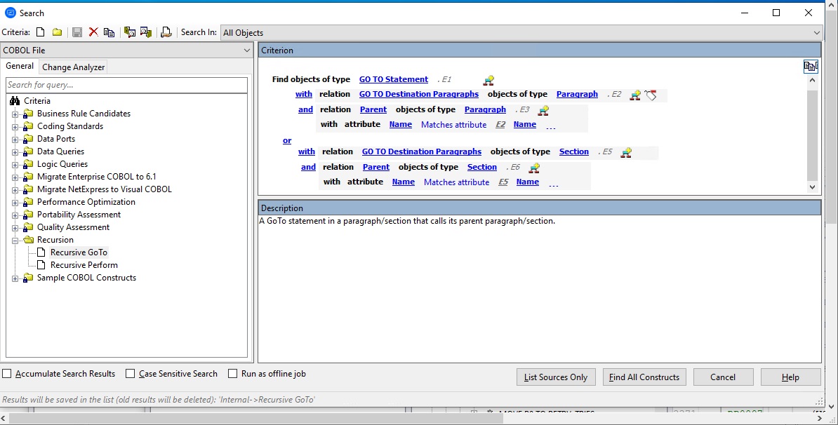 Finding GO TO and Perform statements in COBOL