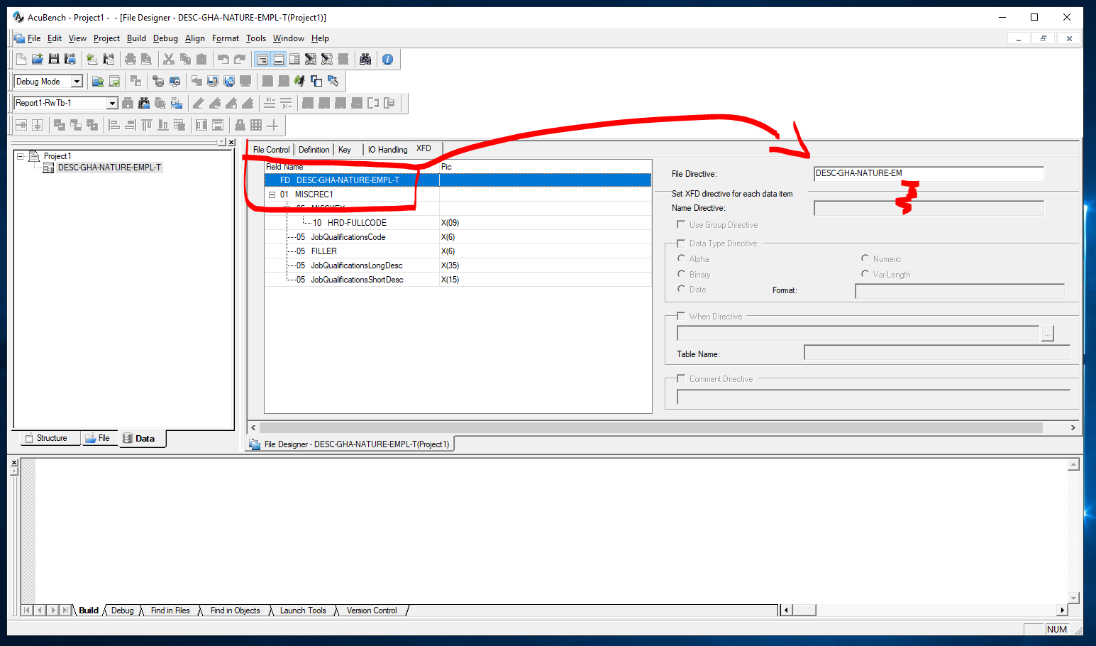 XFD FILE directive max length issue in AcuBench