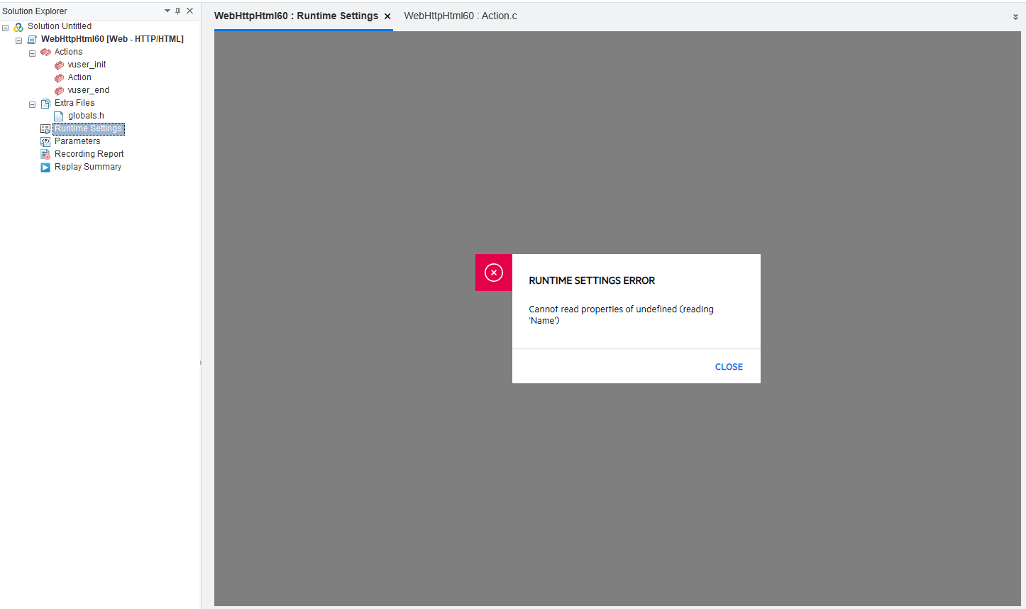 Cannot open Runtime Settings tab in VuGen/Controller of LRP 2022 R1/R2 ...