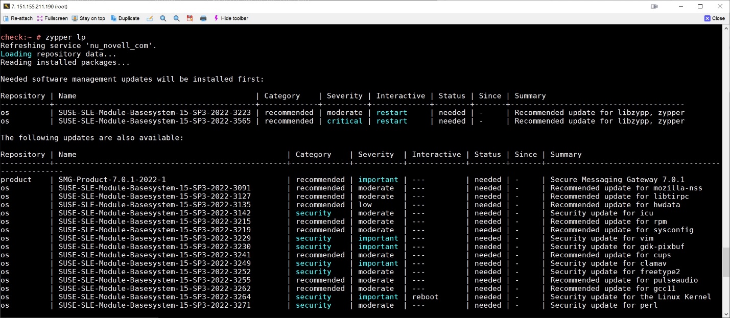 How to install the SMG server updates at the appliance server console ...