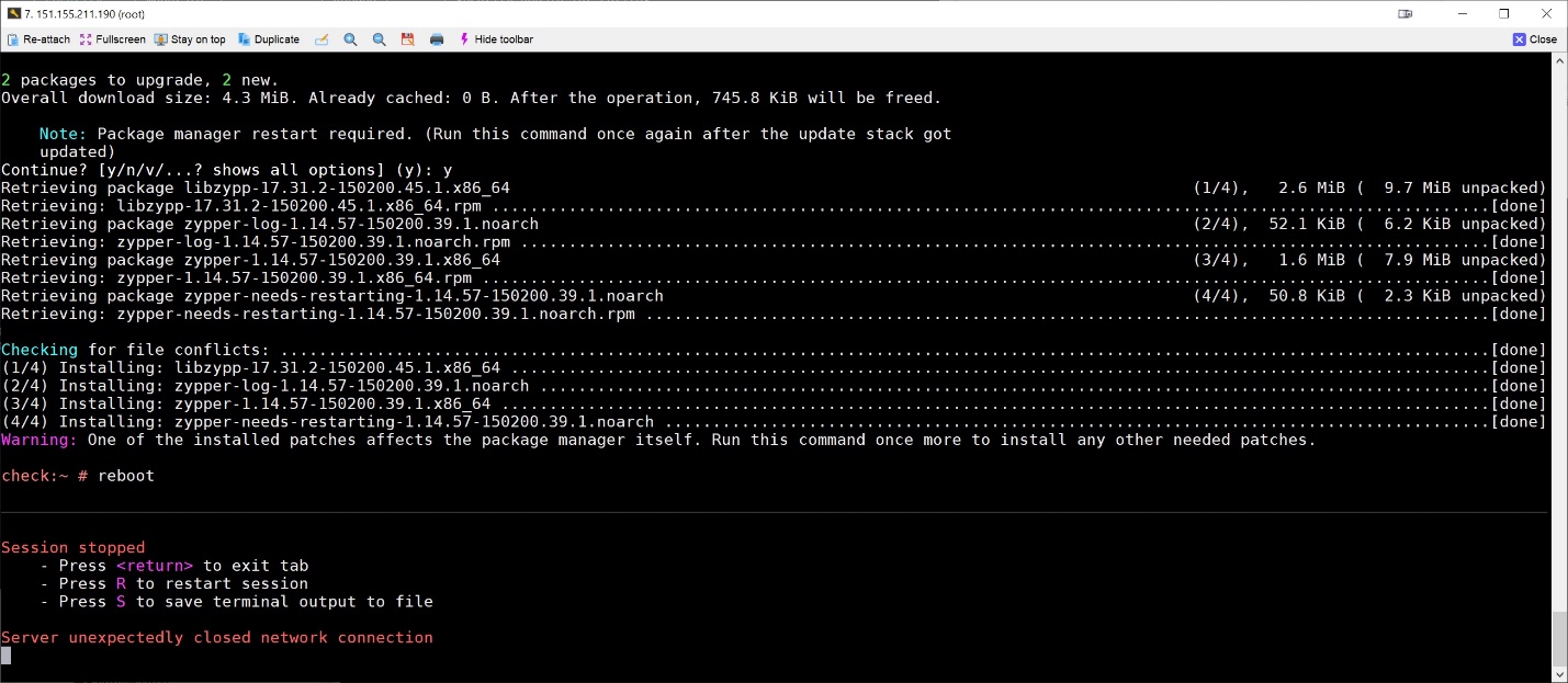 How to install the SMG server updates at the appliance server console ...