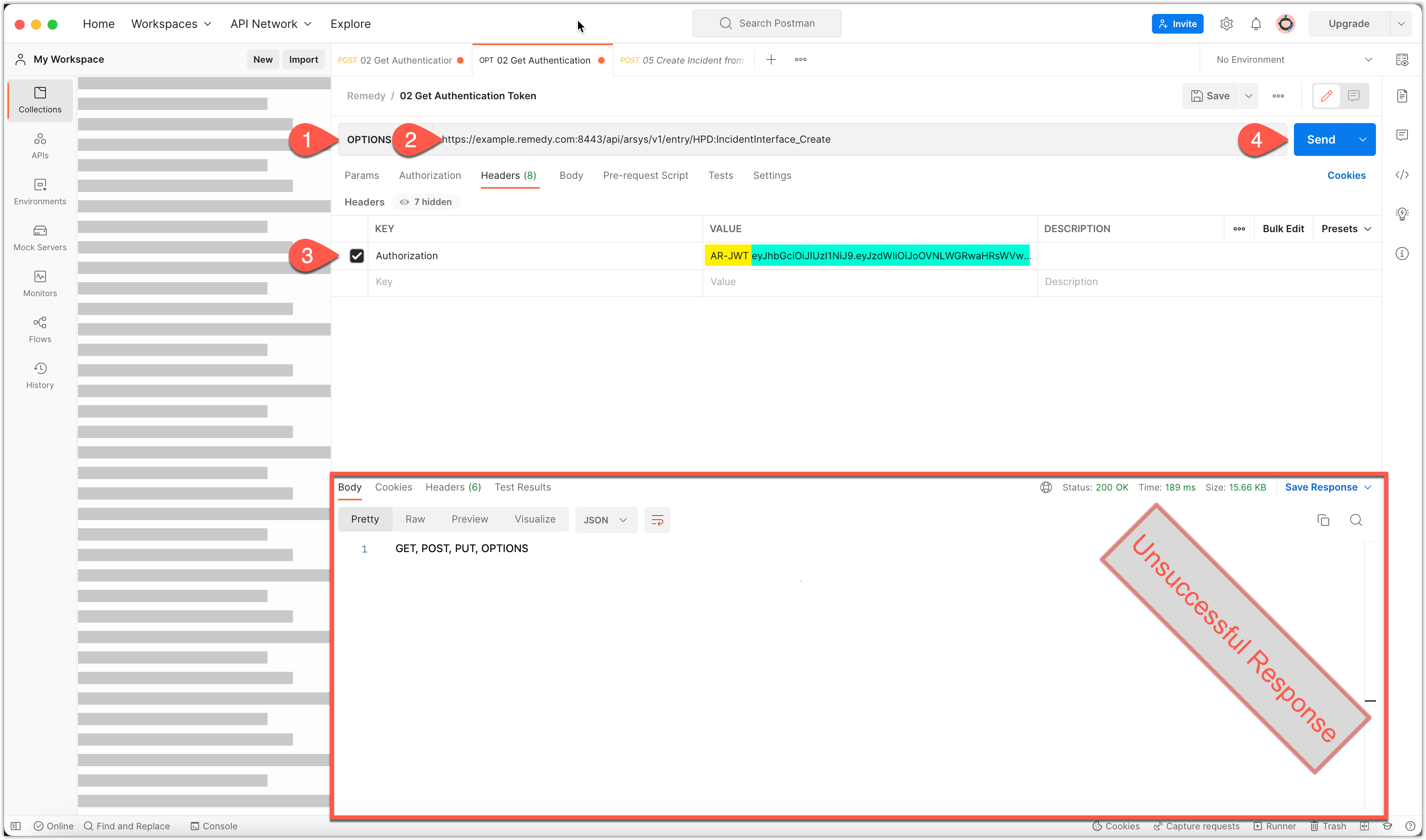 Error message: Call to bmcremedy/https://example.remedy.com/ unsuccessful; Server error ...