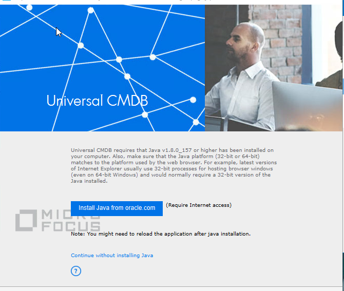 UCMDB local client launches a java web based console like opening it on Browser