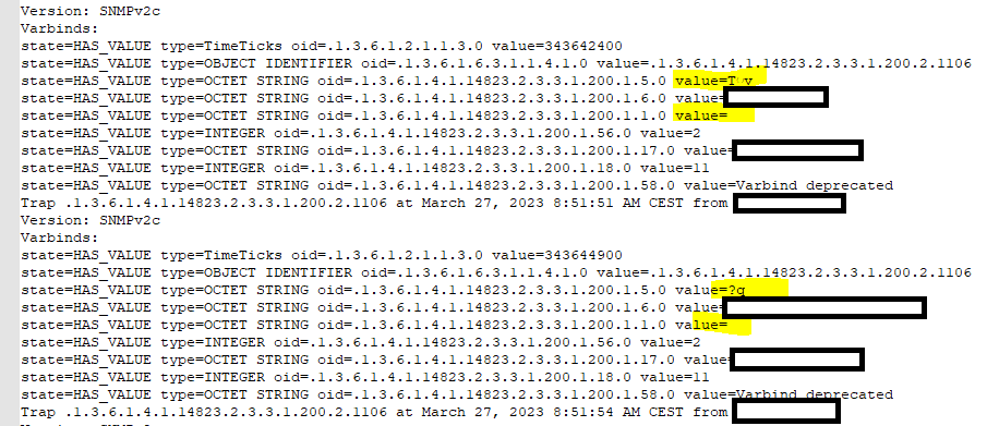 Traps in NNMi with missing field details or unknown characters.