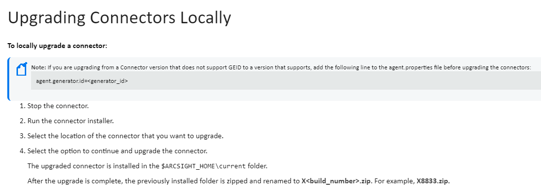 When upgrading a SmartConnector to 8.4.x, the zip file of the old current directory does not ...