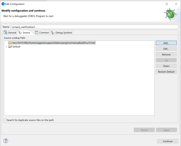 Debug externally built remote application with Wait for Attachment Debug Config