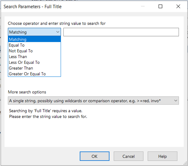 Title searches in Content Manager