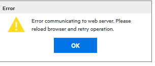 ArcMC Error communicating to web server. Please reload browser and retry operation.