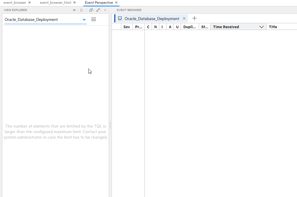 Unable to list view "Oracle_Database_Deployment" due to number of ...