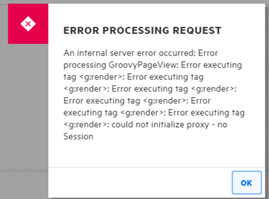 Get error: "Error processing GroovyPageView: Error executing page " when opening Automatic ...
