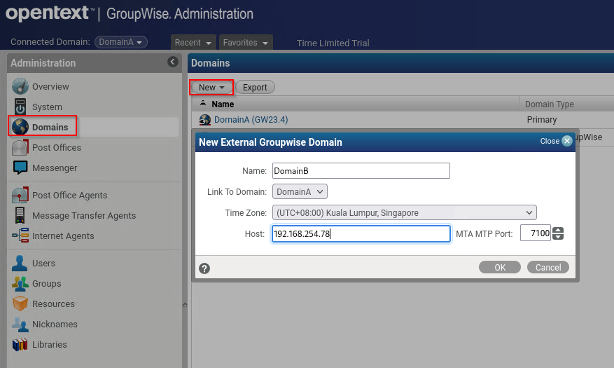 How to configure external domain synchronization
