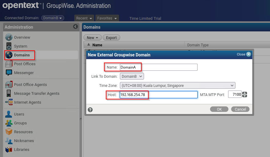 How to configure external domain synchronization