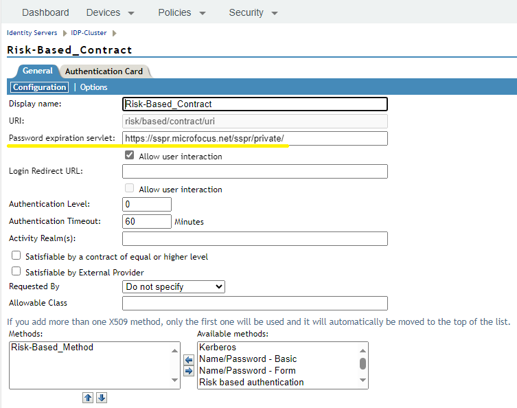 The pre-auth risk-based policy with SSPR caused exceptions when the user's password expired.