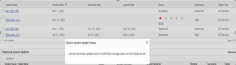 System update Error: Cannot download update due to insufficient storage ...