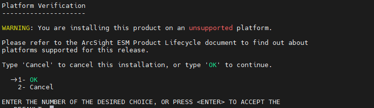 ESM Console install errors with unsupported platform