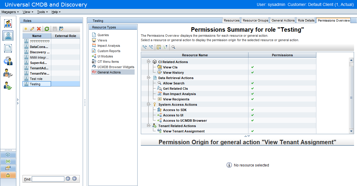 UCMDB CMS UI Report creator feature not showing tenants unless user is administrator.