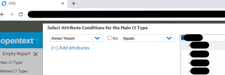 UCMDB CMS UI Report creator feature not showing tenants unless user is administrator.