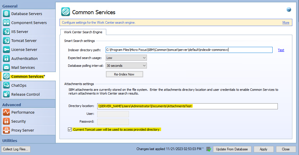 SBM: How to connect SBM to the item attachments stored in another server.