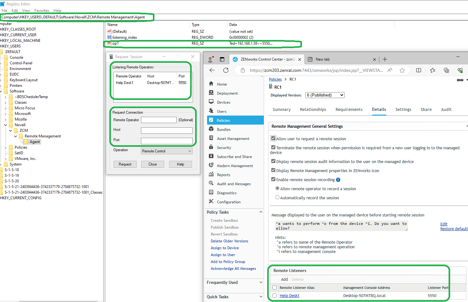 How is the Remote Assistance's "Listening Remote Operators" list populated