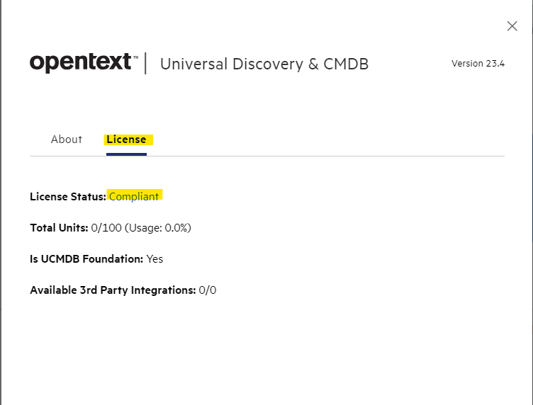 UCMDB CMS UI Licensing report showing "Invalid date Invalid date:Invalid date"