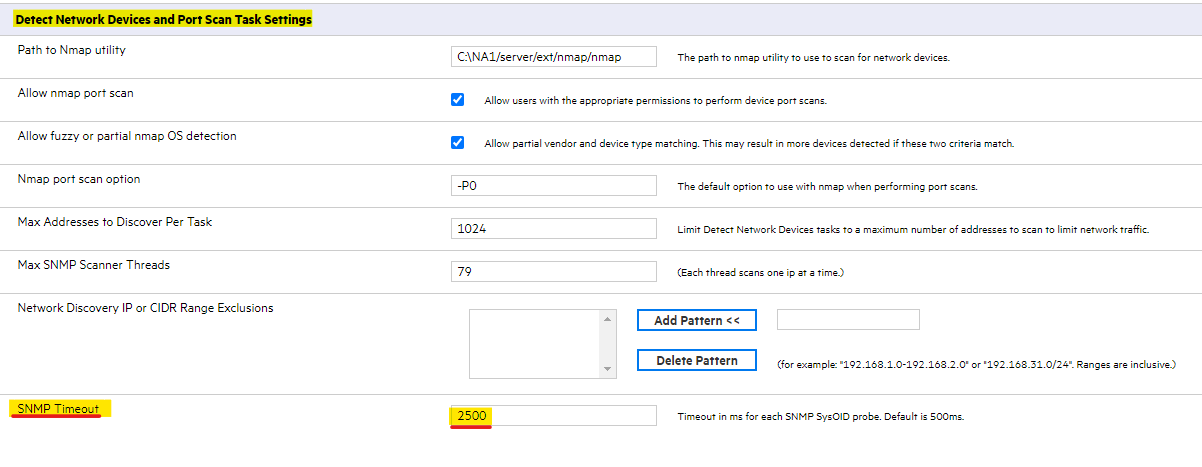 Increase SNMP Timeout value during device discovery in Network Automation