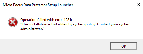 Data Protector installation unsuccessful with "Operation failed with ...