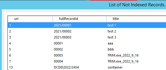 Retrieve list of Not Indexed Records from Content Manager Word Indexing event processor