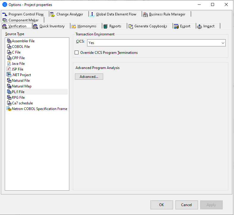 PL/I programs that contain CICS statements report verification errors in EA