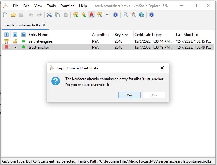 Certificate renewal of Host Access Management and Security Server (MSS ...