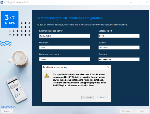 What permissions must be granted to the user installing UFT Digital Lab connecting to a fresh ...