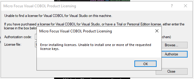 XML License file fails to install.
