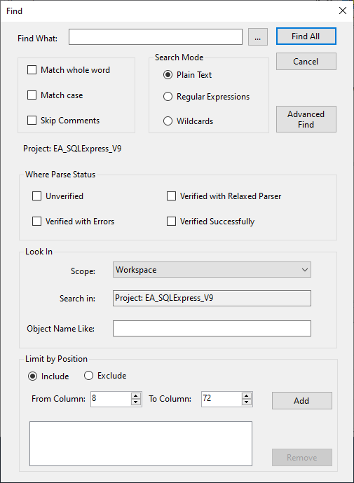 Can the performance of text searches in a large EA workspace be improved?