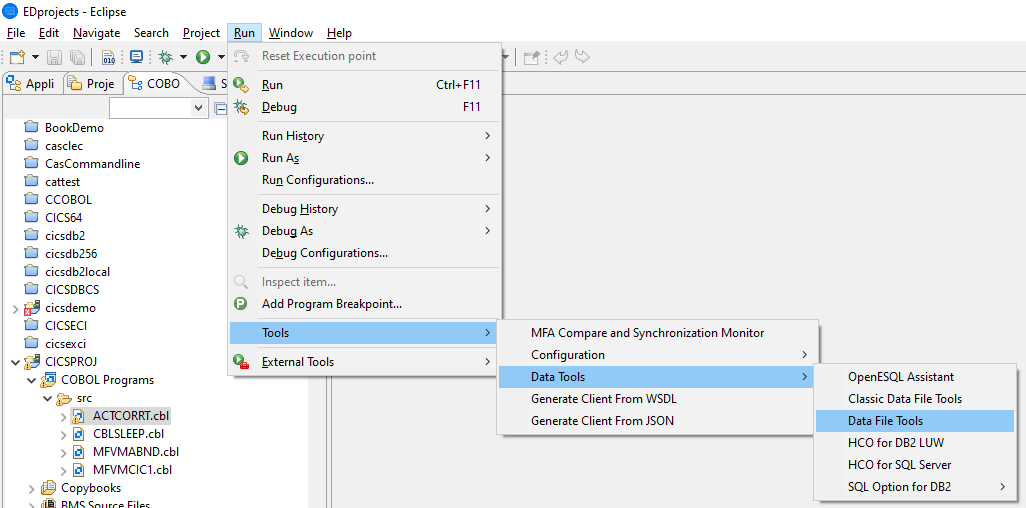 File error 9/124 generated when using mfdatatools2 with fileshare access in Enterprise Developer ...