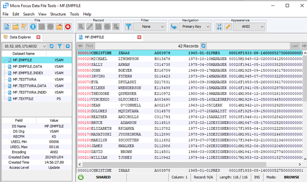 File error 9/124 generated when using mfdatatools2 with fileshare access in Enterprise Developer ...