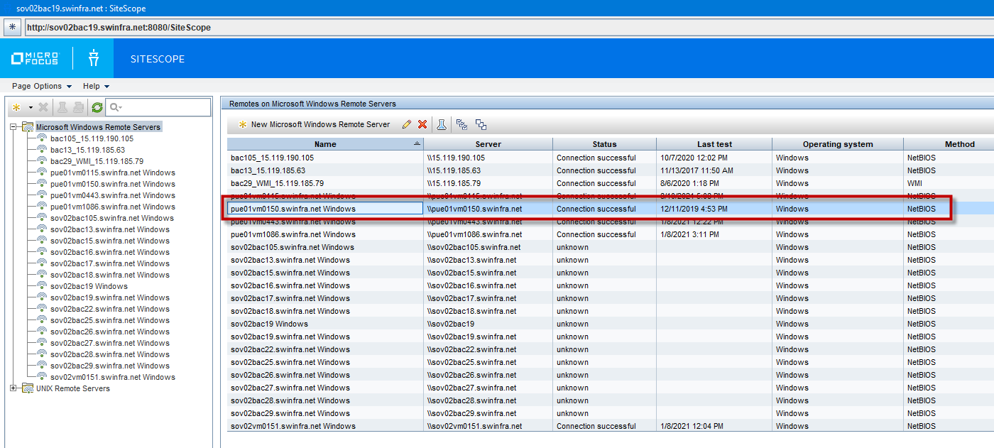 SiteScope API - getconnectivity - /api/remoteserver/connectivity