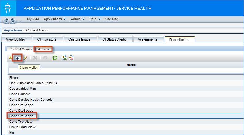 APM 9.51 - how to setup a context menu to go from APM to SiteScope