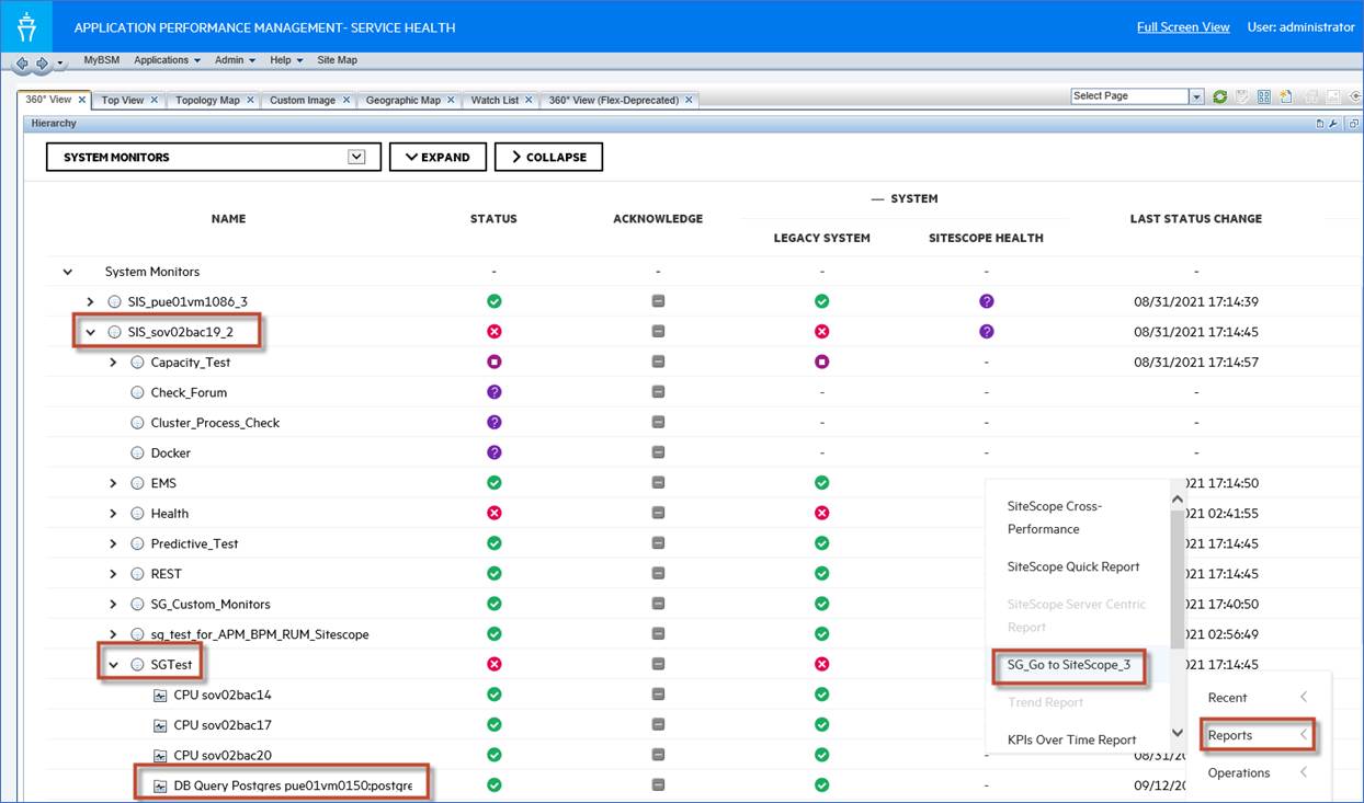 APM 9.51 - how to setup a context menu to go from APM to SiteScope