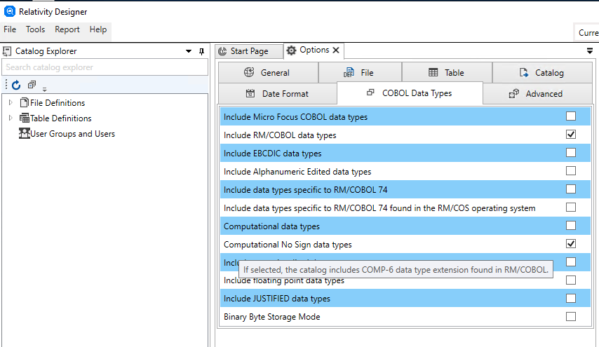 Using RM/Cobol files with Relativity that contain comp-6 data items