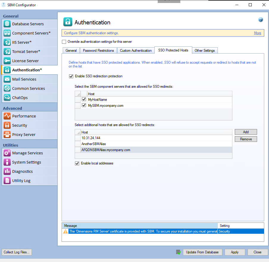 SBM: Best Practice configuring SBM with multiple server aliases