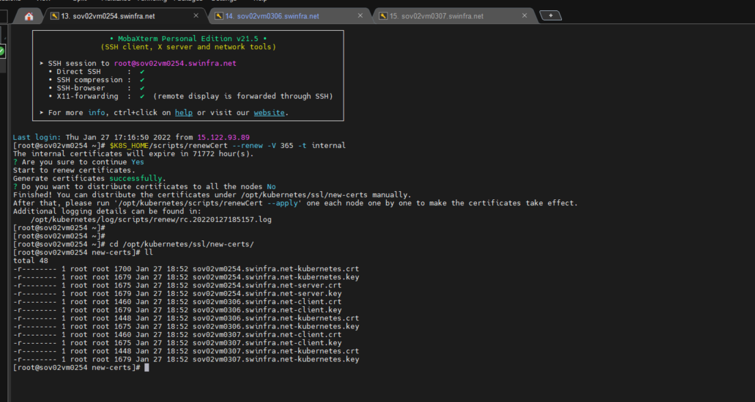 Detailed guide to distribute internal certificates manually.