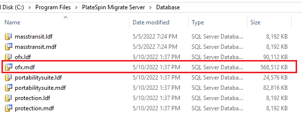 PlateSpin SQL Database maintenance